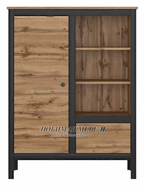 Шкаф БРВ мебель Loft REG1D1S/90 дуб вотан/черный