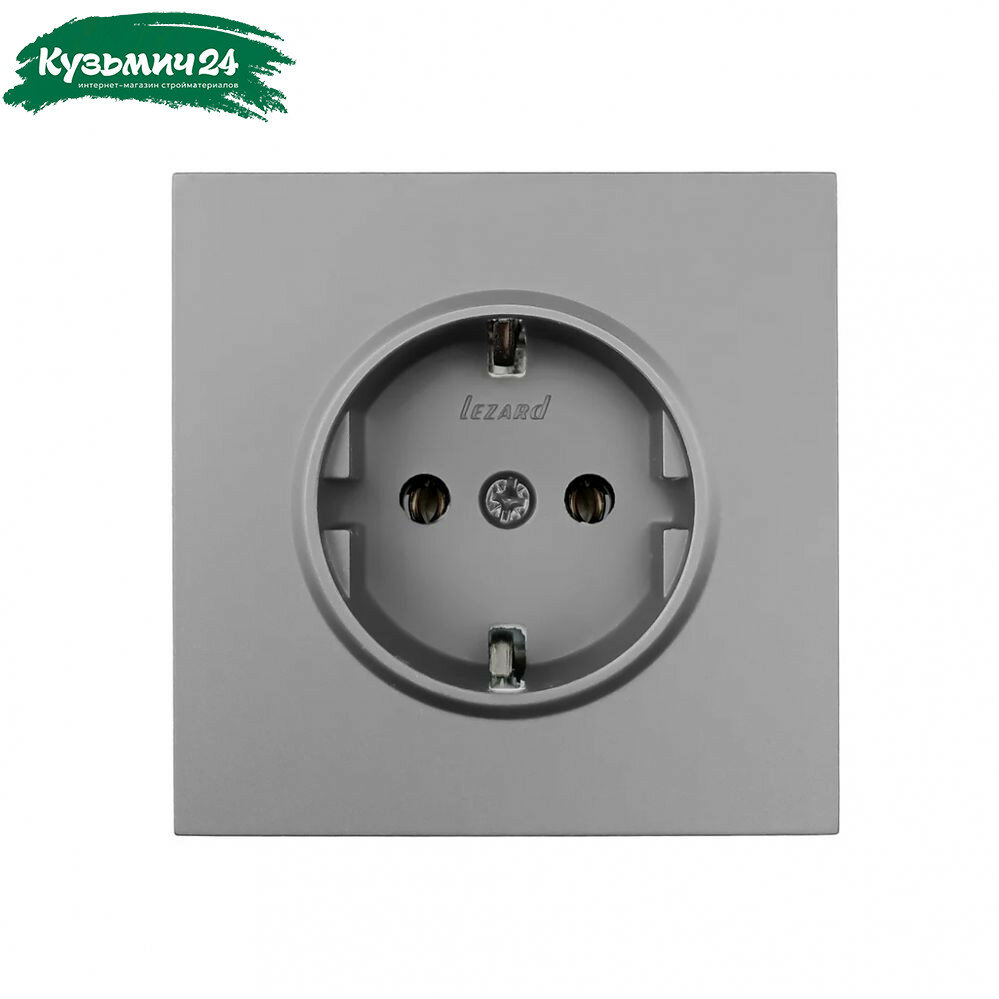 Розетка 1-местная Lezard Zima 704-7488-122BQC с заземлением, встраиваемая, серый матовый