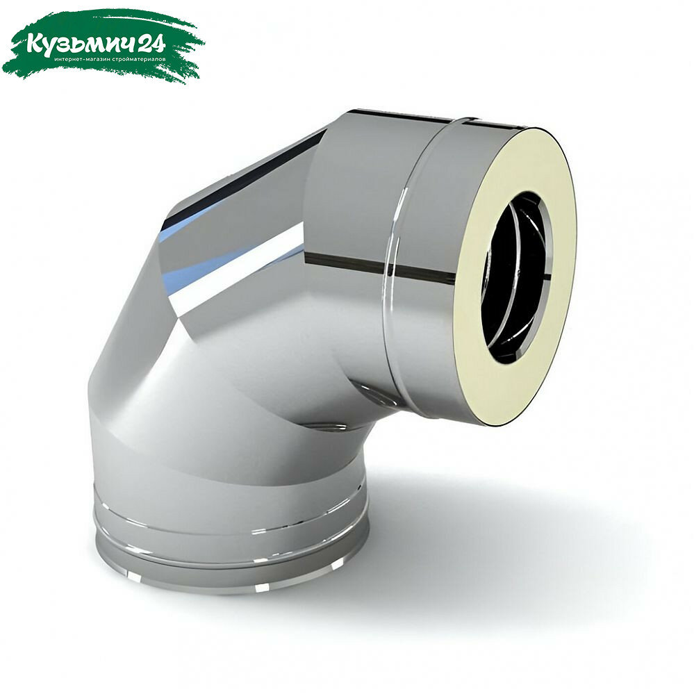 Отвод (колено) дымохода Ferrum К d 180х280 мм, угол 90 гр, сталь 0.8 мм, сэндвич-конструкция