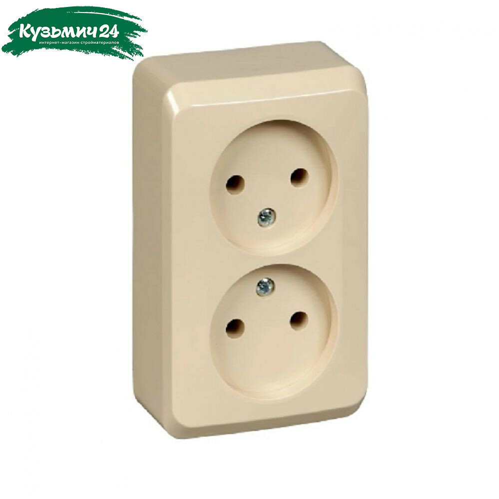 Розетка 2-местная Systeme Electric Этюд PA16-005K без заземления, накладная, кремовая