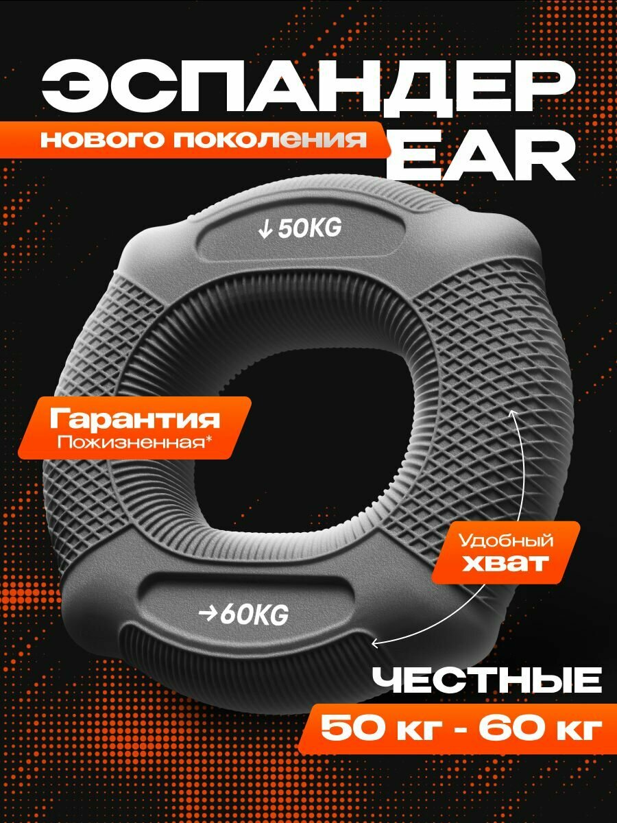 Эспандер кистевой EAR, нагрузка 50кг - 60кг, двойной