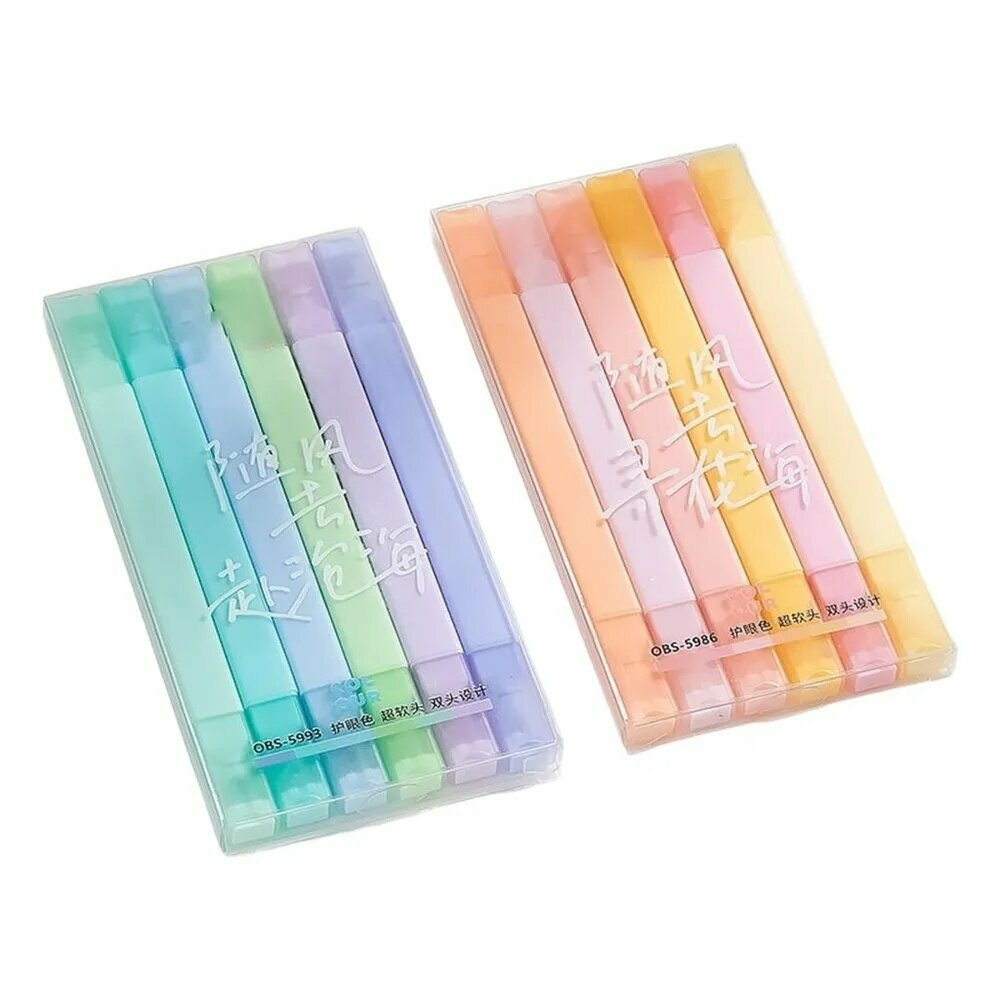 Двусторонний маркер-хайлайтер 6/12 цветов для скрапбукинга, - 12 штук