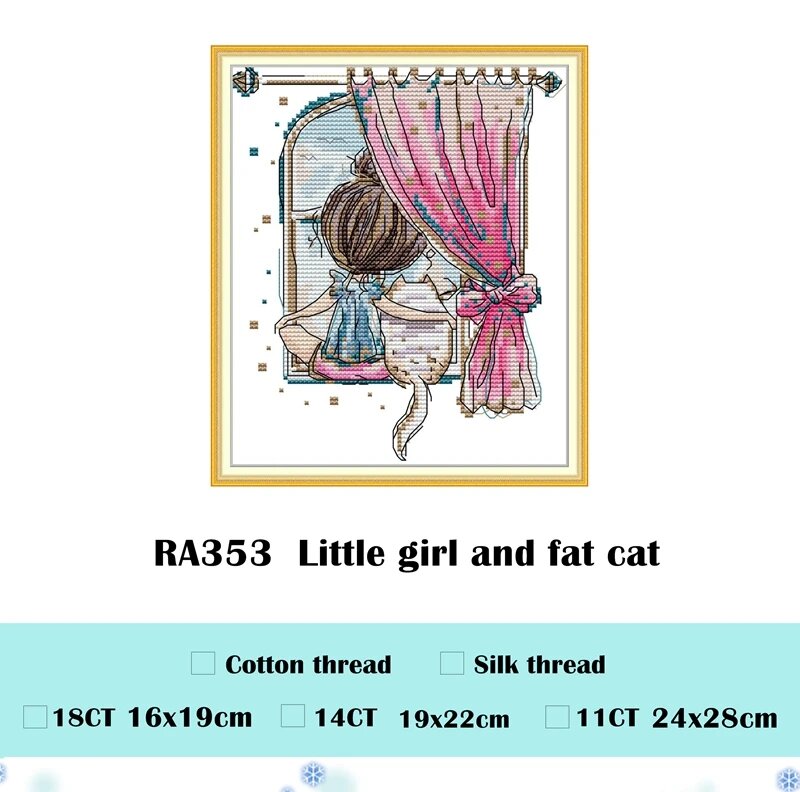 Набор для вышивки крестом своими руками, вышивка, иглы ручной работы, вышивка крестиком, холст с принтом, маленькая девочка с кроликом, 14 карат, 11 карат
