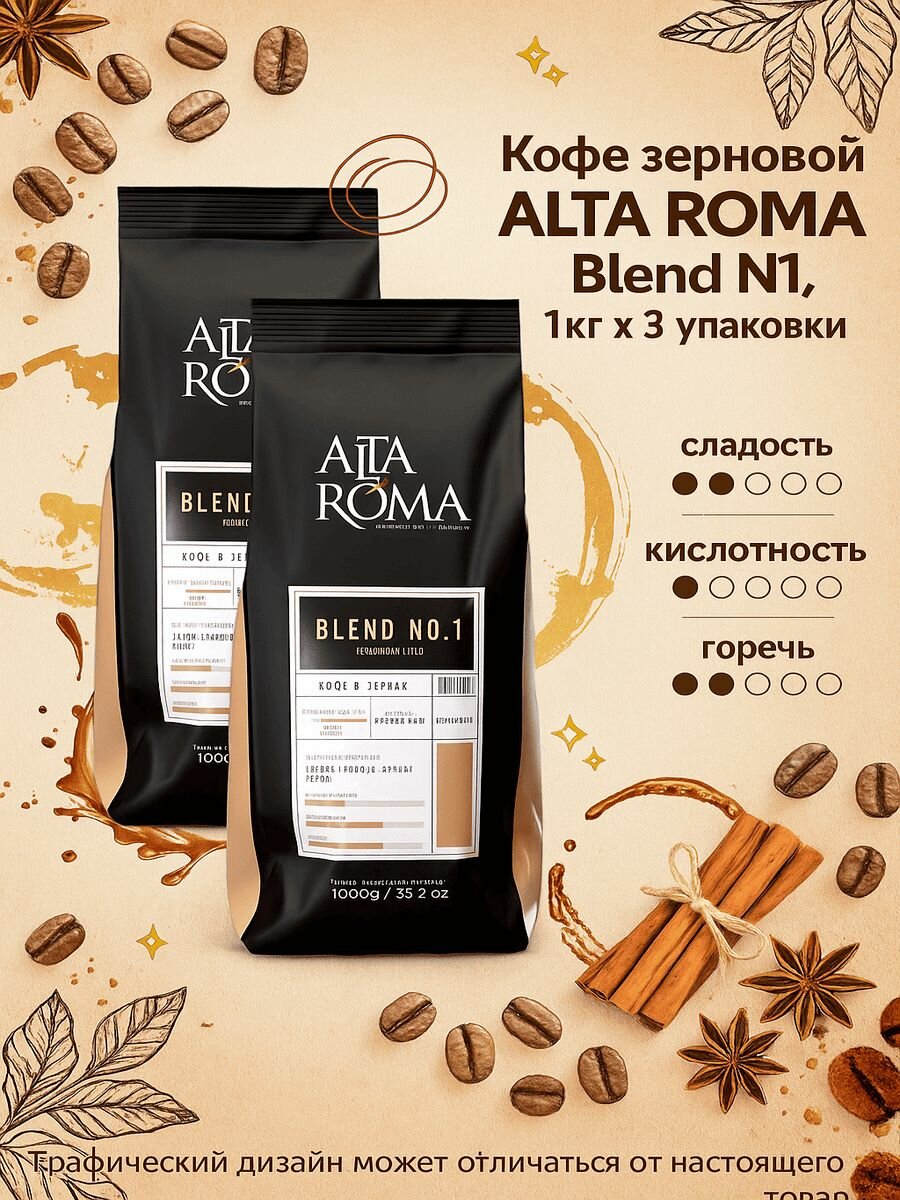 Кофе Blend №1, 1кг x 3 упаковки