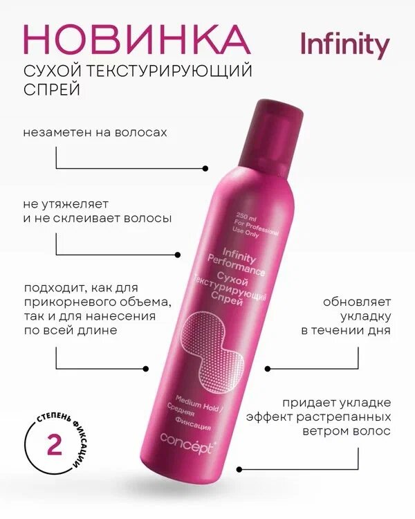 Сухой текстурирующий спрей для укладки волос Infinity Performance, concept ,250 мл