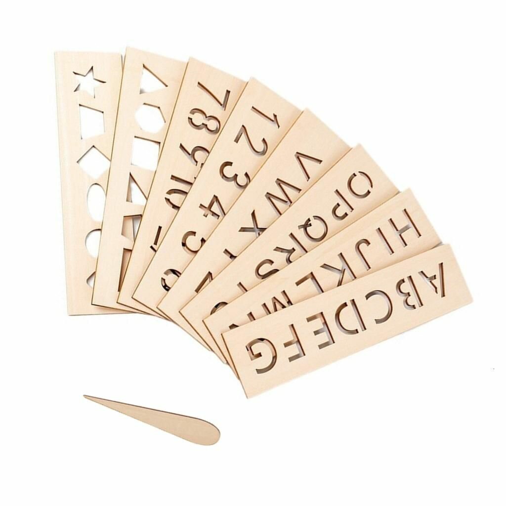 Деревянная Буквенно-Цифровая головоломка Монтессори-Буквенный Тип