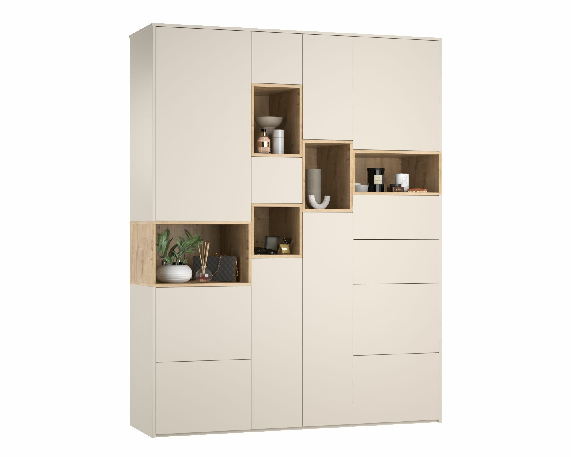 Шкаф распашной для одежды "Рокки 13" 170х220х52 Сатин / Дуб Крафт золотой