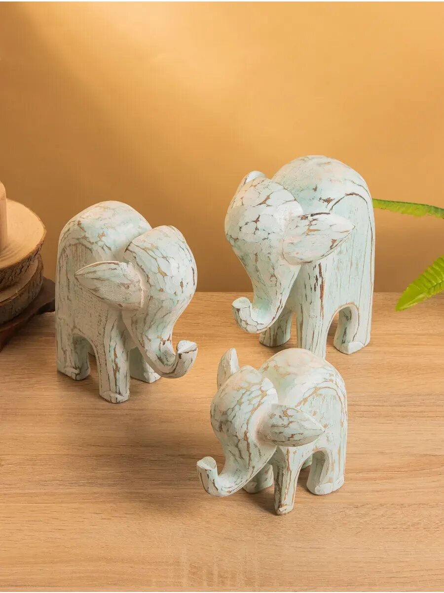 Набор фигурок Слоники, 3 шт, бирюзовый