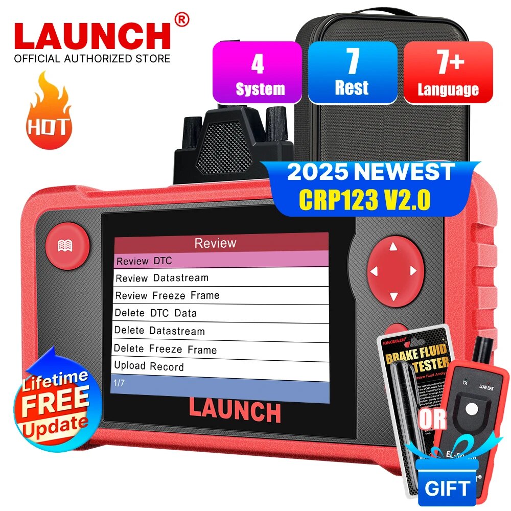 LAUNCH X431 CRP123 V2.0 OBD2 Инструменты ABS SRS Двигатель с подушкой безопасности Автомобильный диагностический сканер Полный OBDII DIY Считыватель кодов Бесплатное обновление