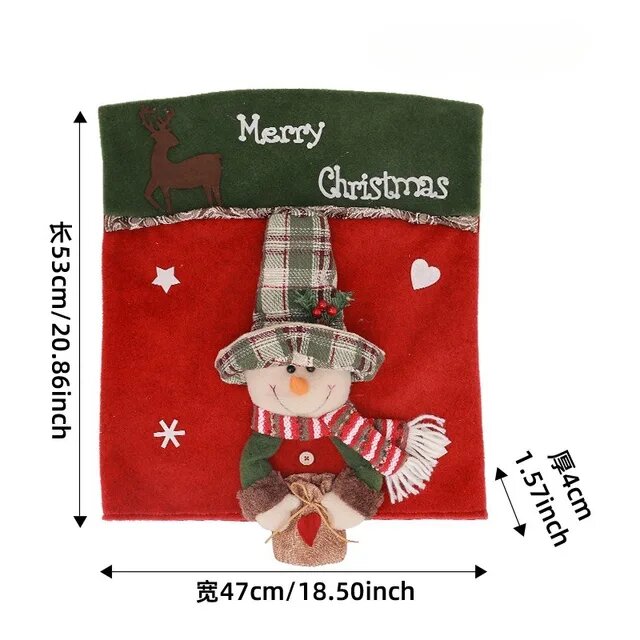 Милый рождественский декоративный комплект стульев и чехлов для стульев с Санта-Клаусом, снеговиком и оленями для праздничного домашнего декора
