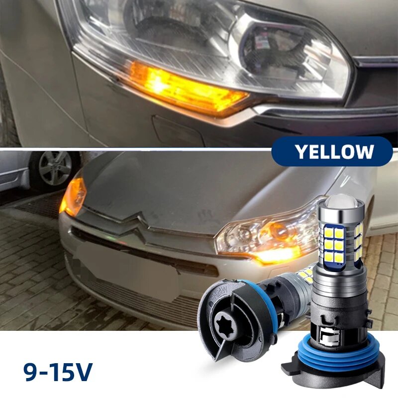 2 шт. HP24W светодиодные лампы без ошибок дневные ходовые огни DRL парковочные фонари для PEUGEOT 3008 5008 T8 Citroen C5 MK2 Yellow
