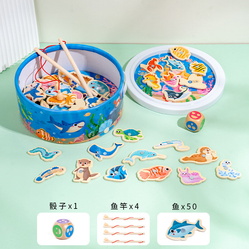 Детская магнитная морская рыбалка игра для малышей деревянное дошкольное образование головоломка для морских животных