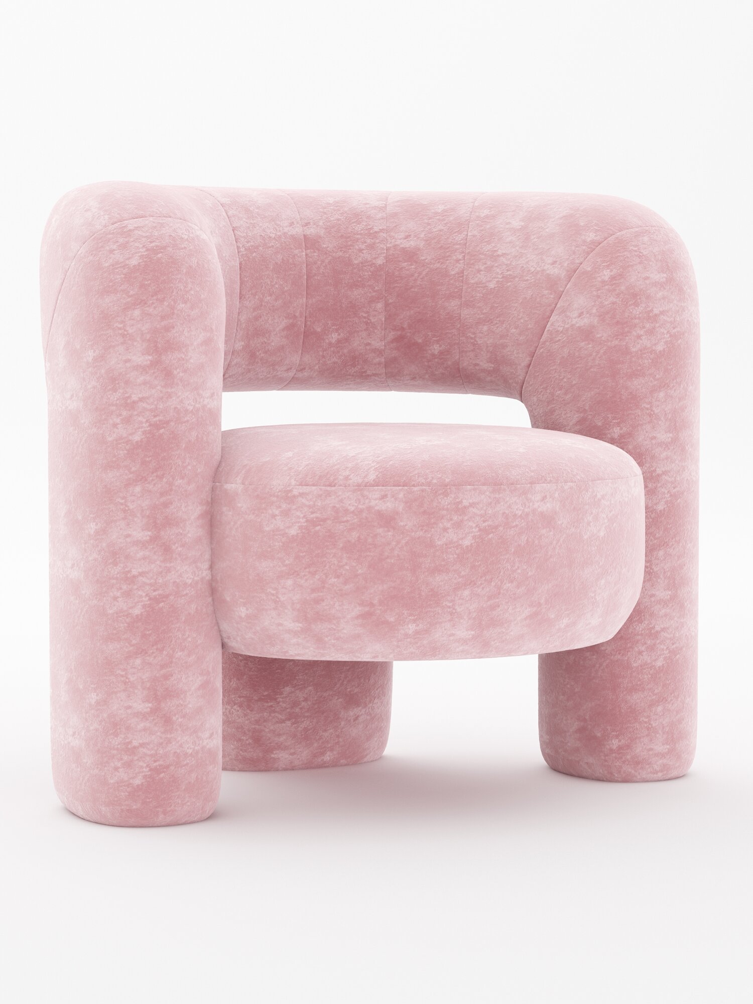 Кресло мягкое для дома, отдыха в гостиной Глер от W&B, велюр плюш: светло-розовый