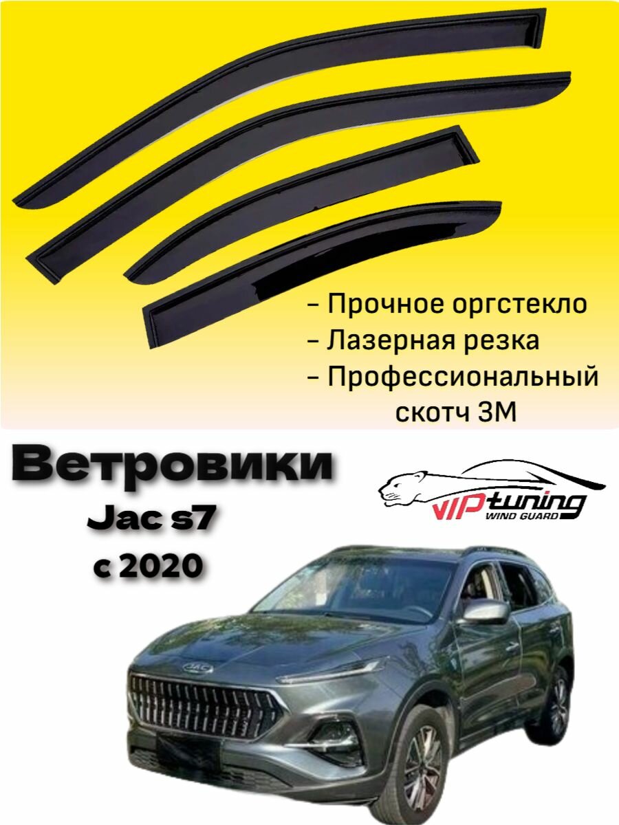 Ветровики, Дефлекторы боковых окон Jac S7 c 2022/ Ветровики стекол для авто Джак эс 7