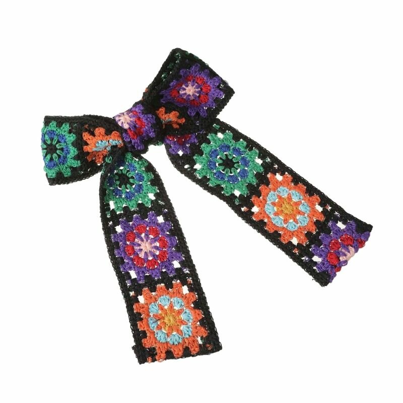 Пружинный зажим-заколка для волос с бантом-черный