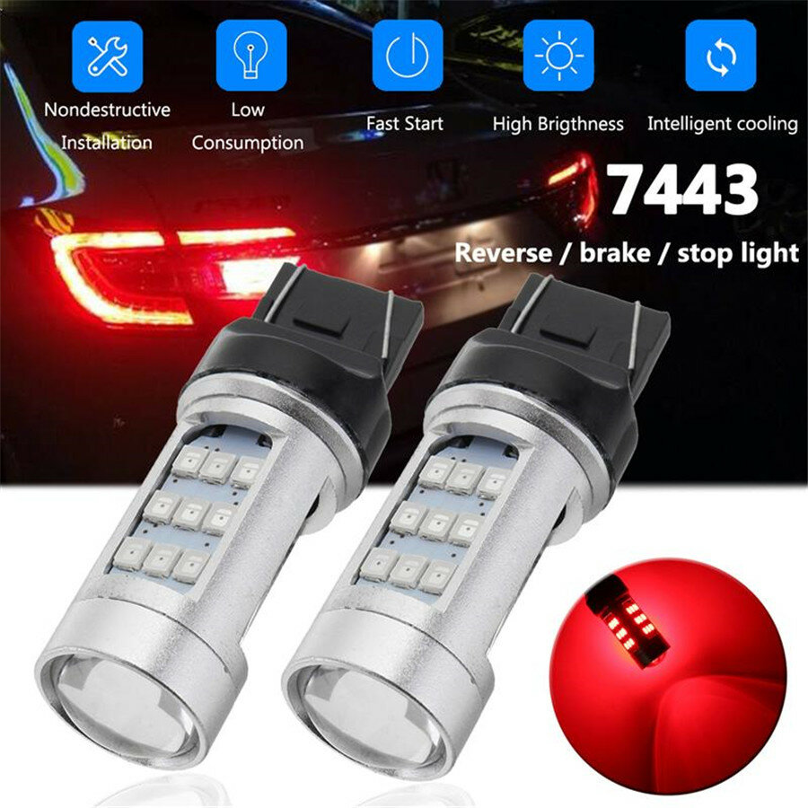 2 шт. T20 7443 Красный светодиодный лампочка задний фонарь вспышка стробоскопа мигающий тормоз задний ход