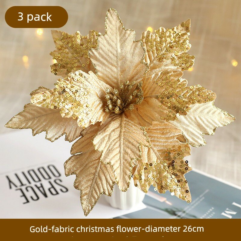 Рождественские украшения в стиле инс, искусственные цветы из ткани, цветочные композиции, украшения для елки, подвесные