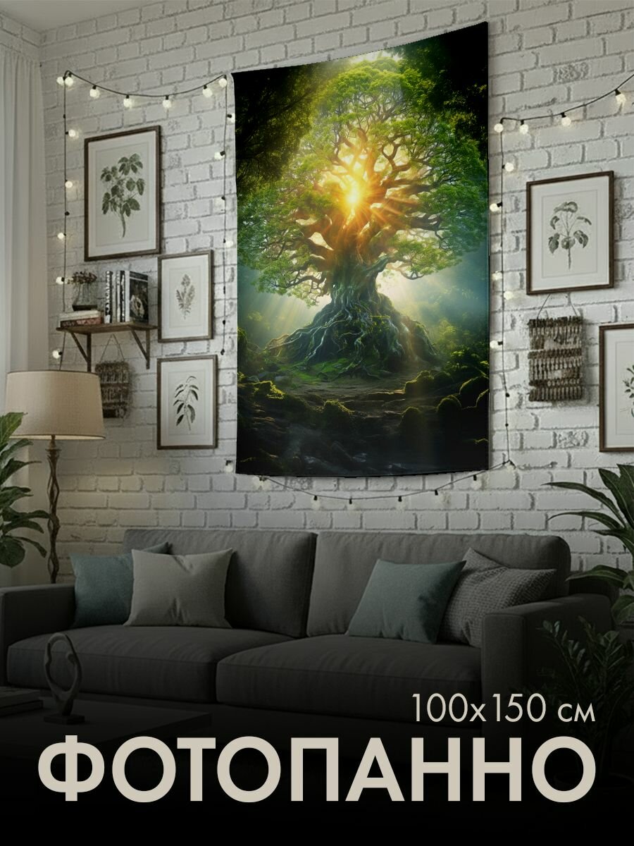 Панно тканевое PrintyFull / 100x150 см / Дуб, узловатые