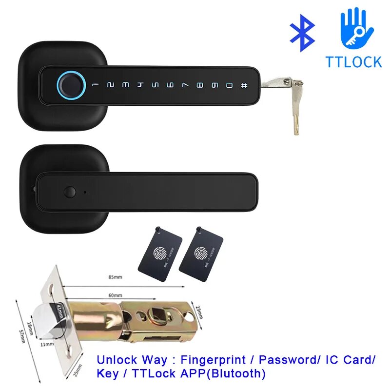 Электронный замок UandaLS B3 TTLock с отпечатком пальца Black TTLock