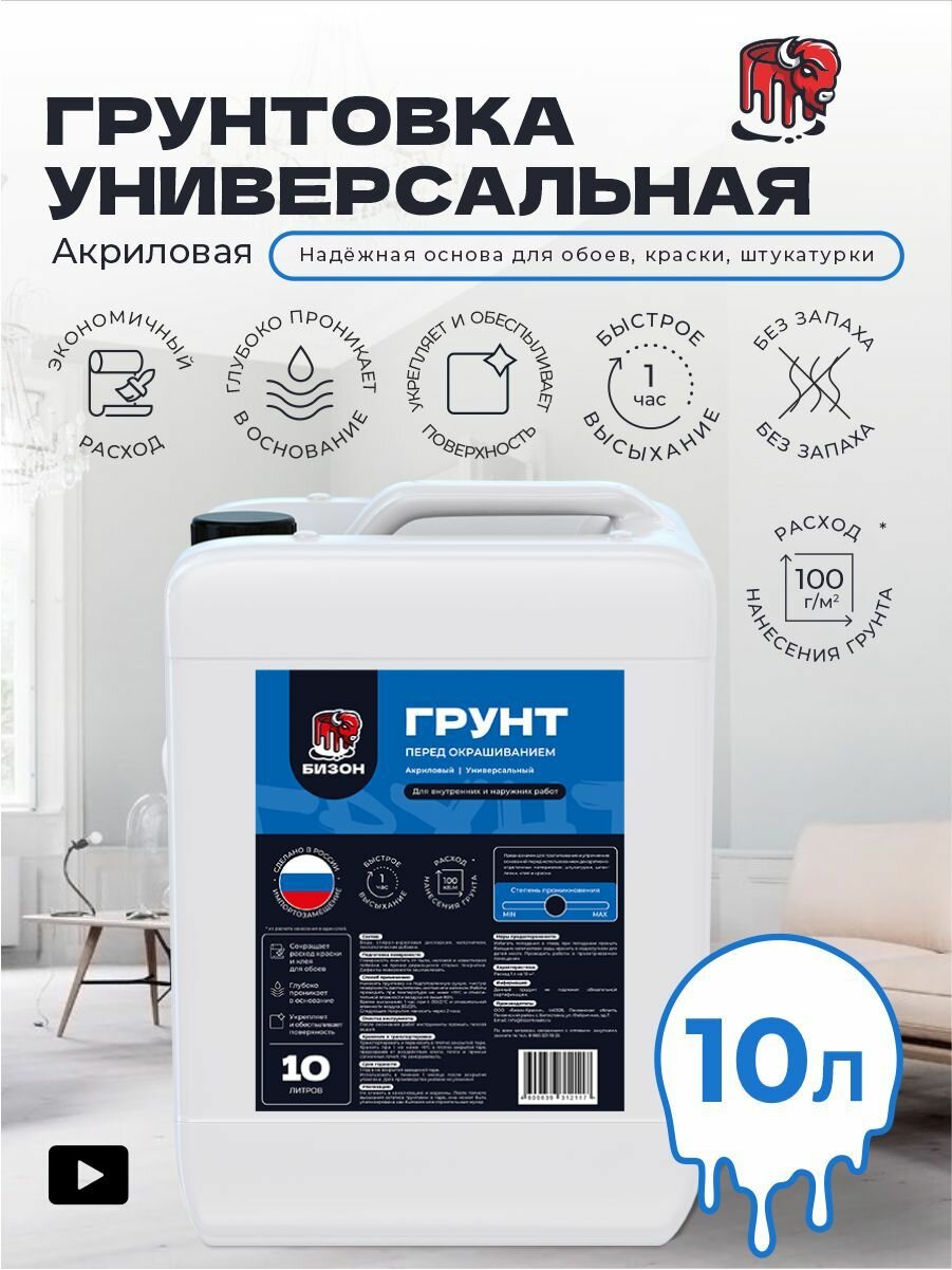 Грунтовка для стен и потолков акриловая универсальная