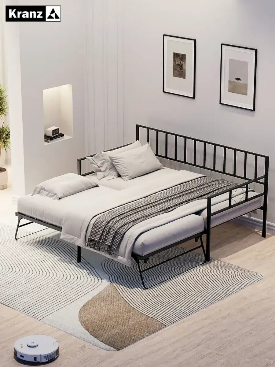 Диван-кровать Kranz Модерн, подъемно-складная, металл, черная, 200x200см