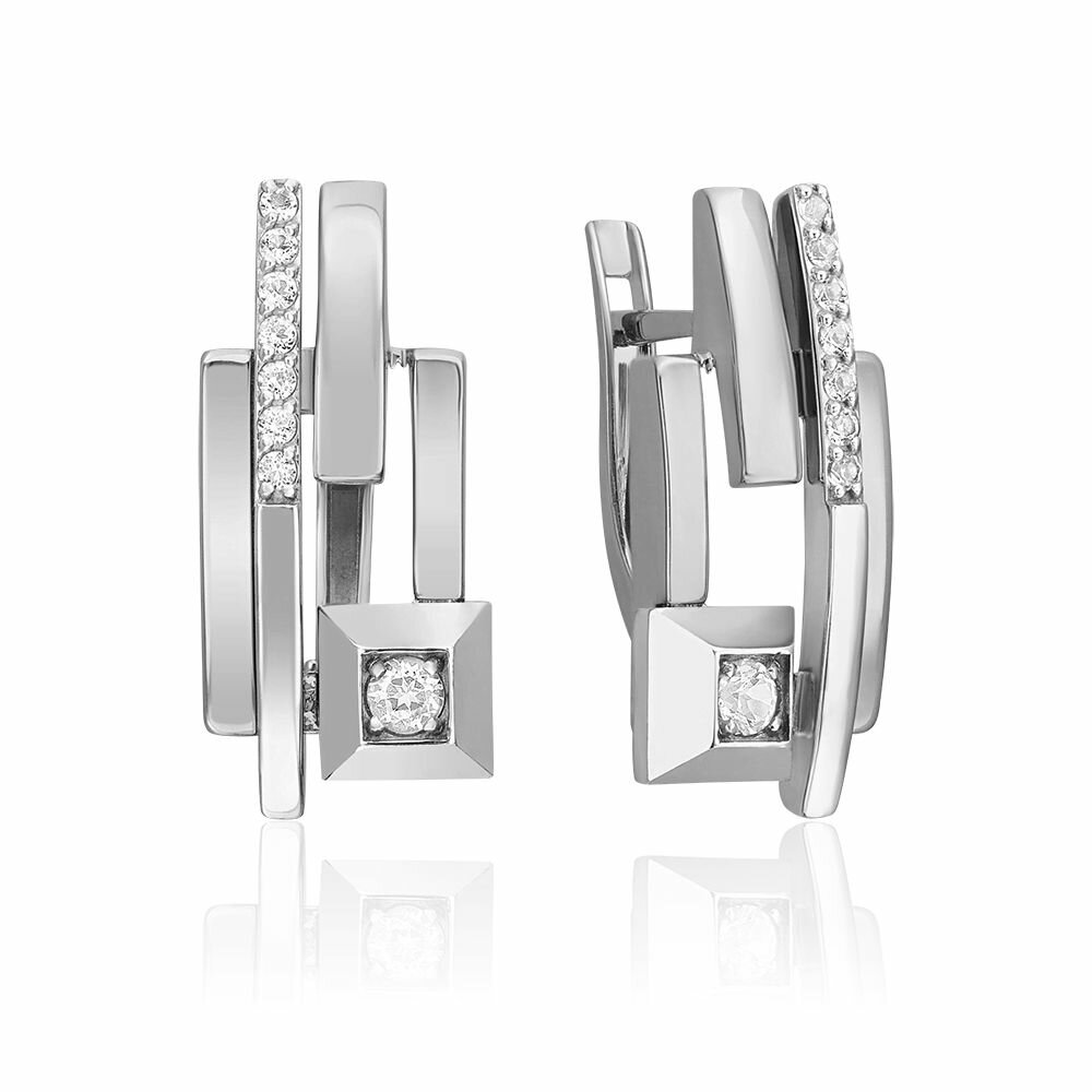 Серьги, белое золото, 585 проба, родирование, топаз