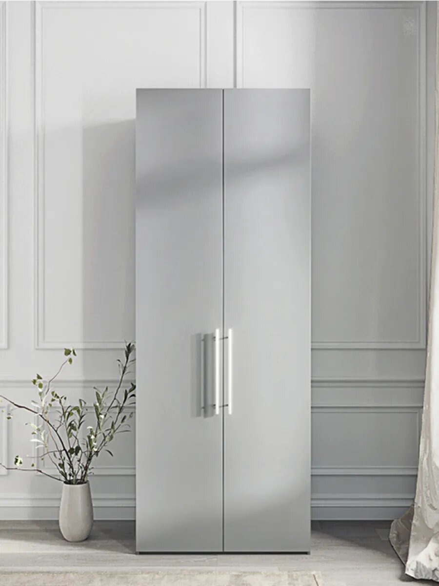 Casa Mia 60х220х50 см. Шкаф для одежды распашной 2-дверный с 2 штангами, серый, ручка рейлинг 320 мм