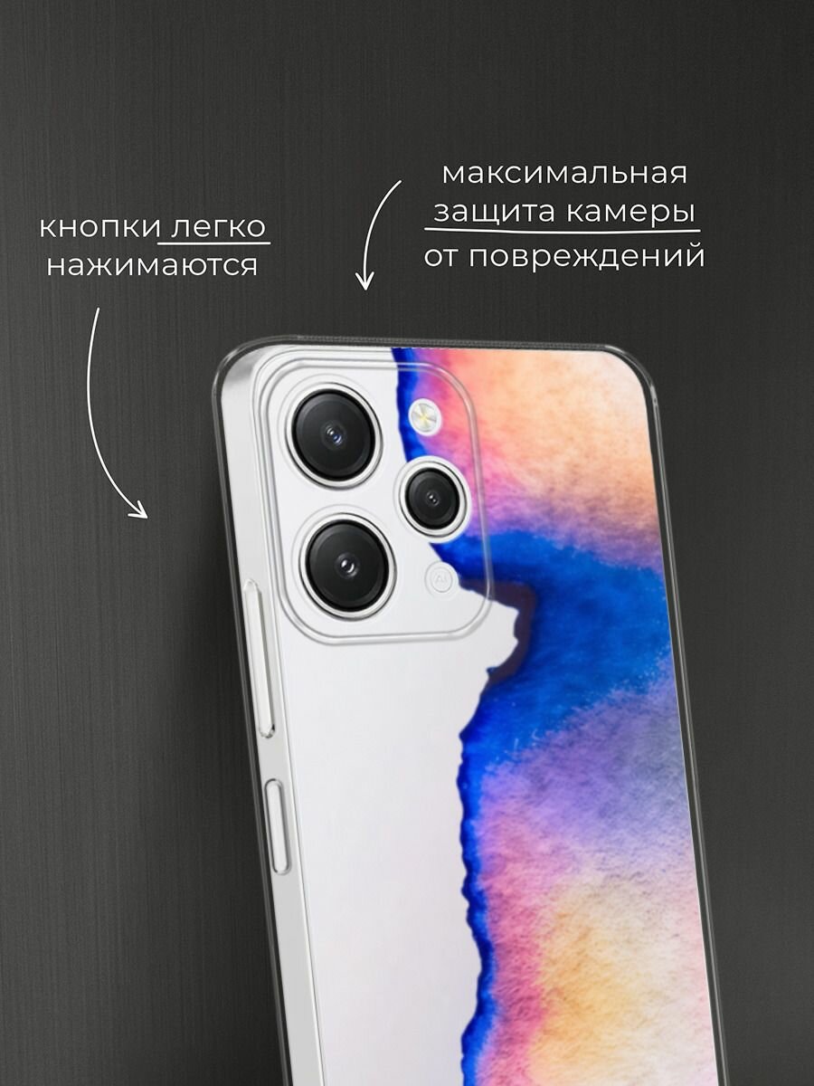 Чехол на Xiaomi Redmi 12 / Сяоми Редми 12 с принтом Синяя акварель, прозрачный — фото 1