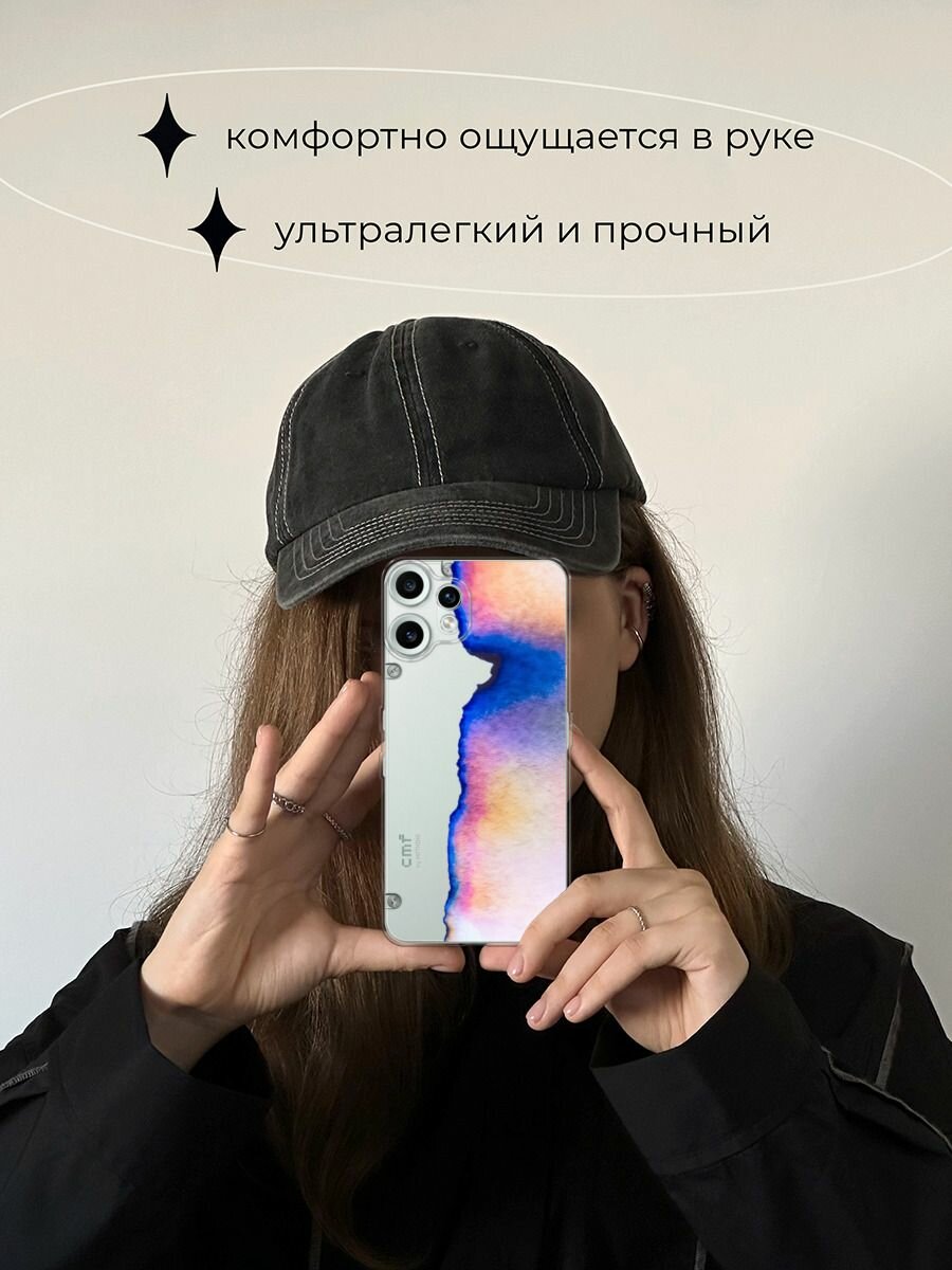 Чехол на CMF Phone 2 Pro / CMF Фон 2 Про с принтом Синяя акварель, прозрачный — фото 1