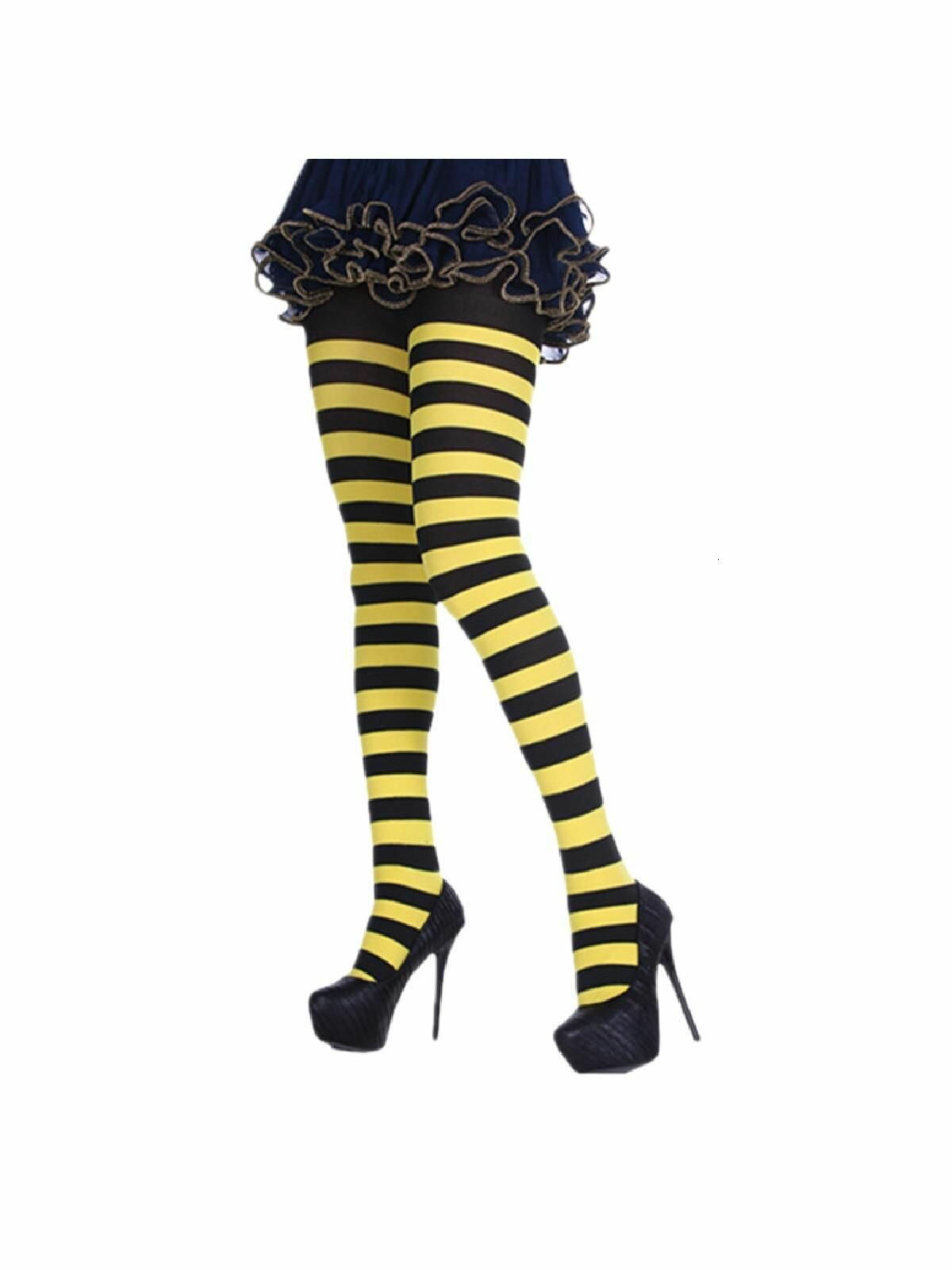 Полосатые колготки для женщин, Желтый черный