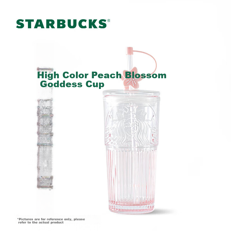 Starbucks Peach Goddess Glass Straw Cup Pink Gradient 550ml Office Cold Water Cup Girls Birthday Gift