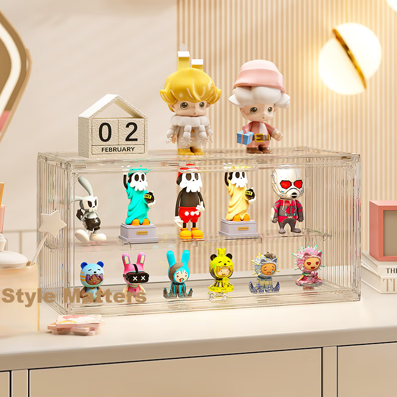 ANERYA Action Figure Storage Box Desktop Blind Box Display Stand Magnetic Transparent Model Stand