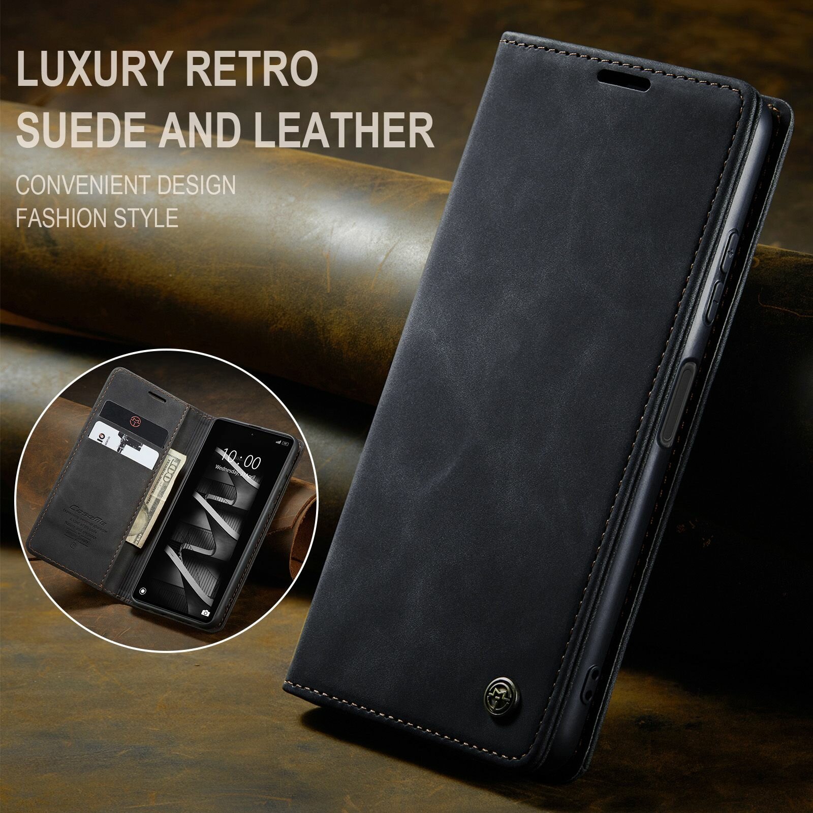 Чехол-книжка CaseMe Matte Xiaomi Redmi Note 12 Pro 5G черный