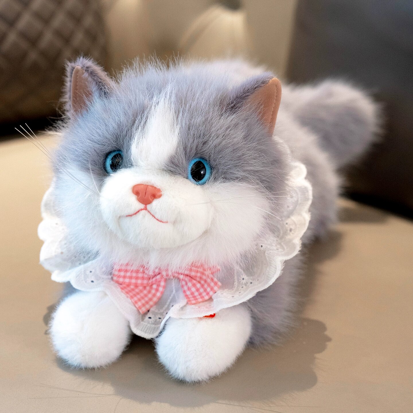 Мягкая игрушка-кошка Рэгдолл, плюшевый котенок для девочек, для сна на кровати, кукла-компаньон для сна, подарок Серый