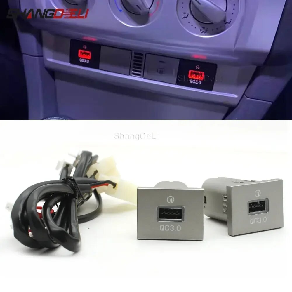 Автомобильное зарядное USB QC3.0 и PD для Ford Focus 2 mk2