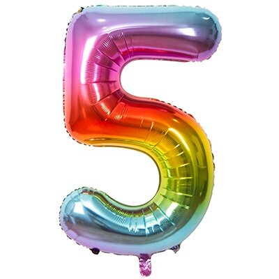 Воздушный шар Веселая затея "Цифра 5", Радуга металлик, 40 дюймов