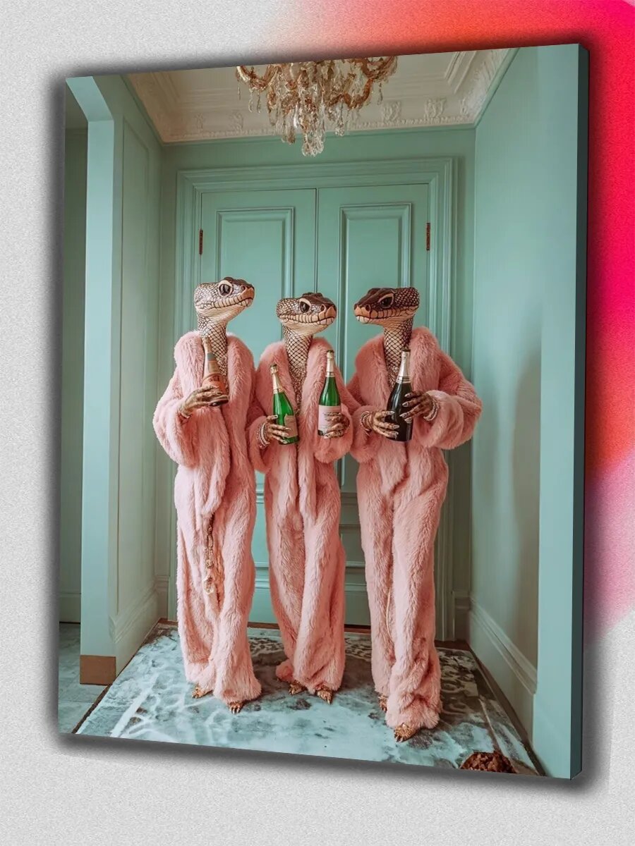 Картина по номерам на холсте три змеи 40 на 50