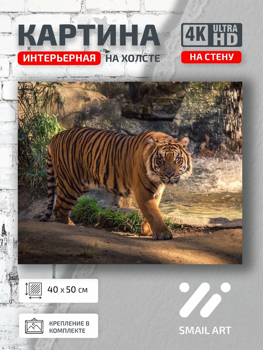 Картина на холсте интерьерная 40 на 50 на стену Водопад Landscape для гостиной пейзаж декор
