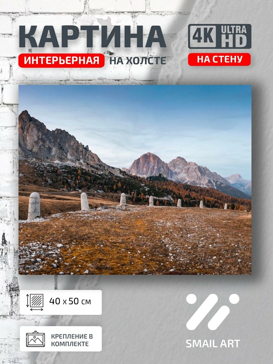 Картина на холсте интерьерная 40 на 50 на стену Природа горы для кафе пейзаж