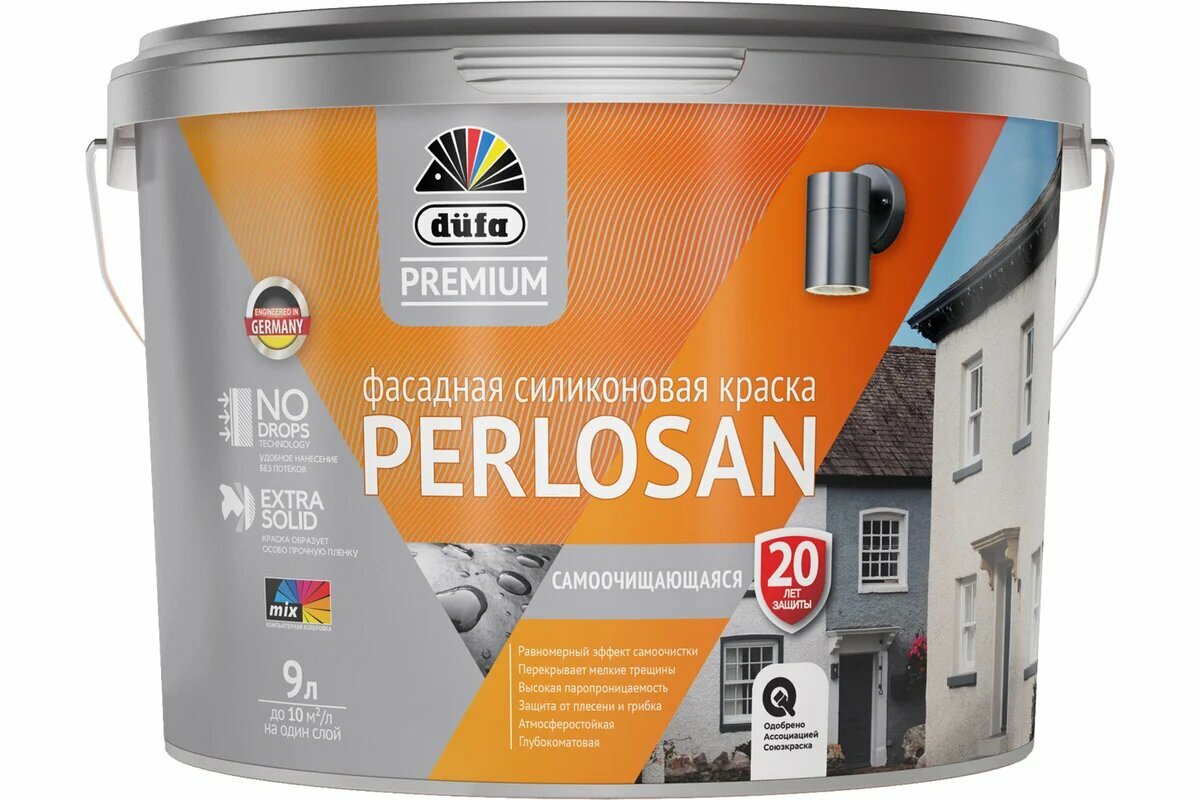 Краска Dufa Premium Perlosan фасадная силиконовая база 1 9л