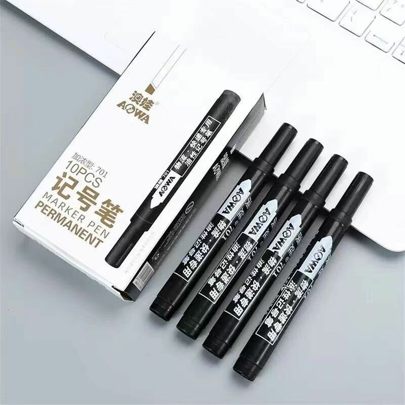 Набор черных масляных водостойких маркеров 10 штук, универсальный