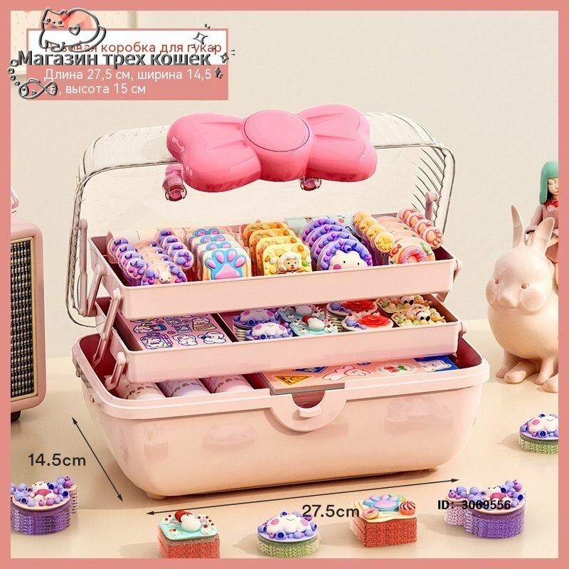 Детская шкатулка для украшений и заколок с прозрачной крышкой