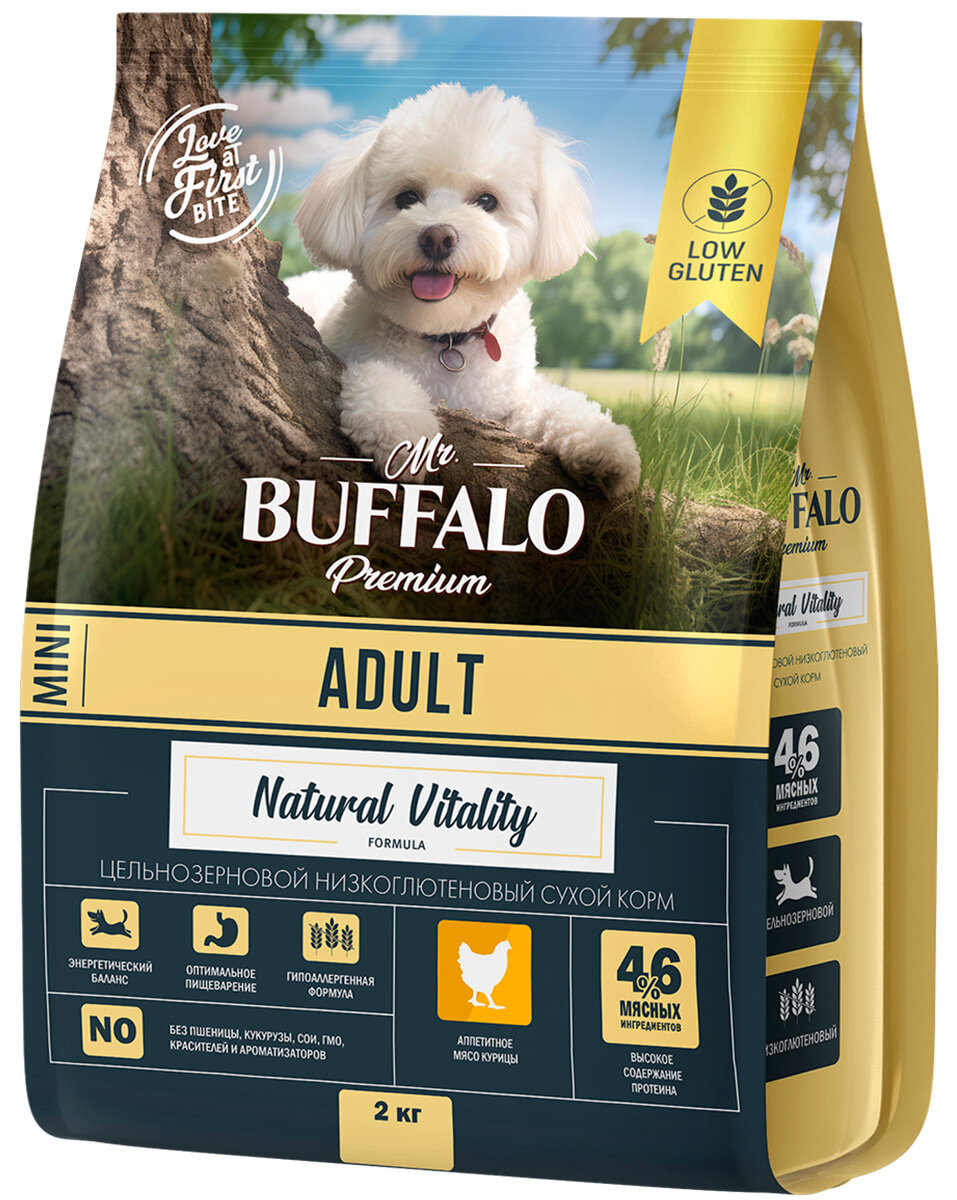 MR.BUFFALO ADULT MINI для взрослых собак маленьких пород с курицей (2 кг)