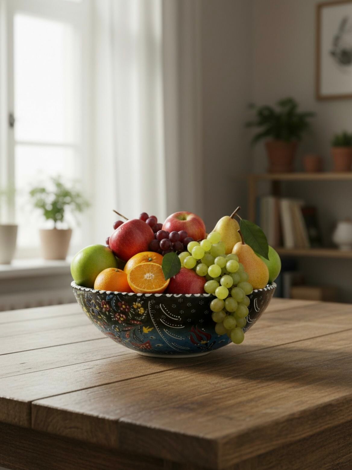 Ваза декоративная "Фруктовница Восточная сказка" D 26 см керамика ручная работа