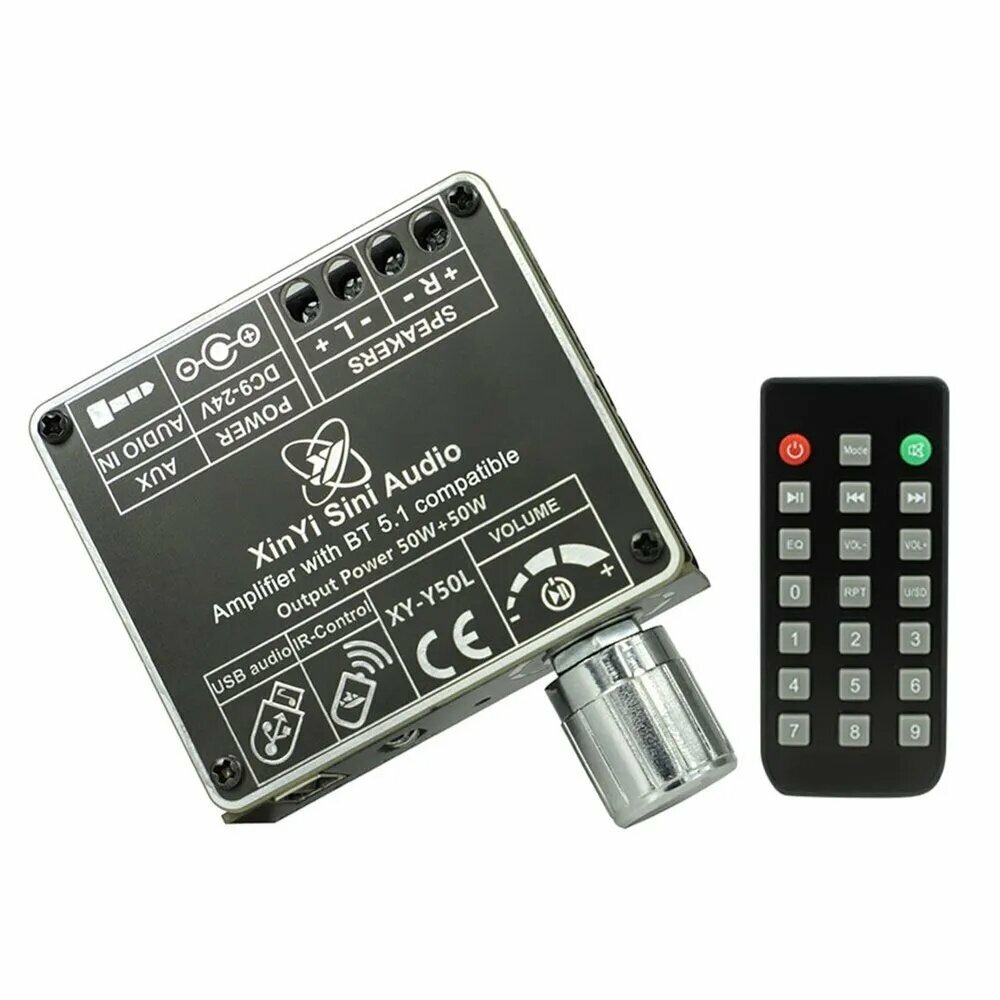 Усилитель звука стерео, модель XY-Y50L, Bluetooth 5.1, USB и AUX входы, 50 Вт на канал