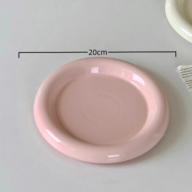 Керамическая тарелка в корейском стиле Розовый, 8 Inch Pink