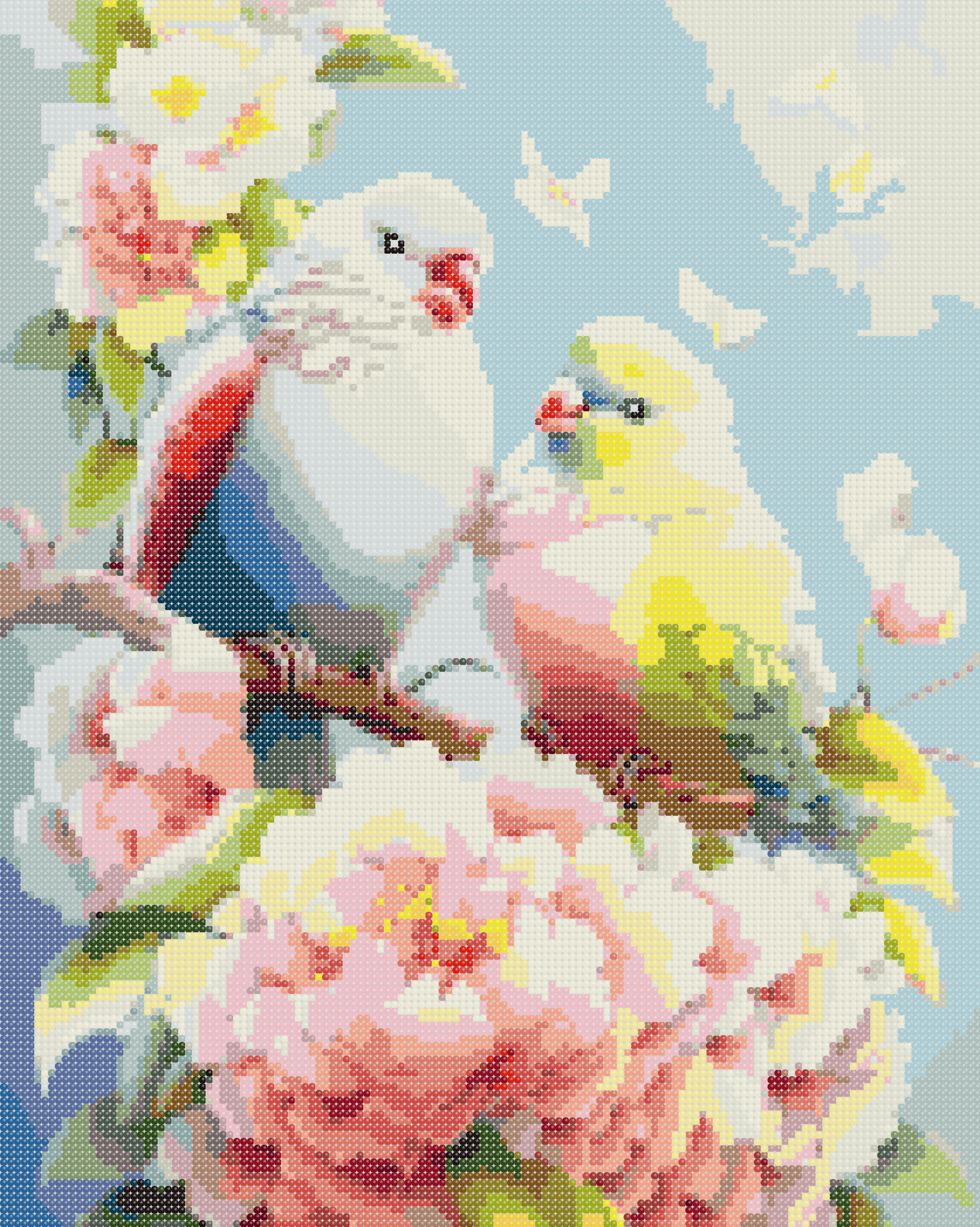 Алмазная мозаика без подрамника "Милые попугаи" 40х50 Полная выкладка,