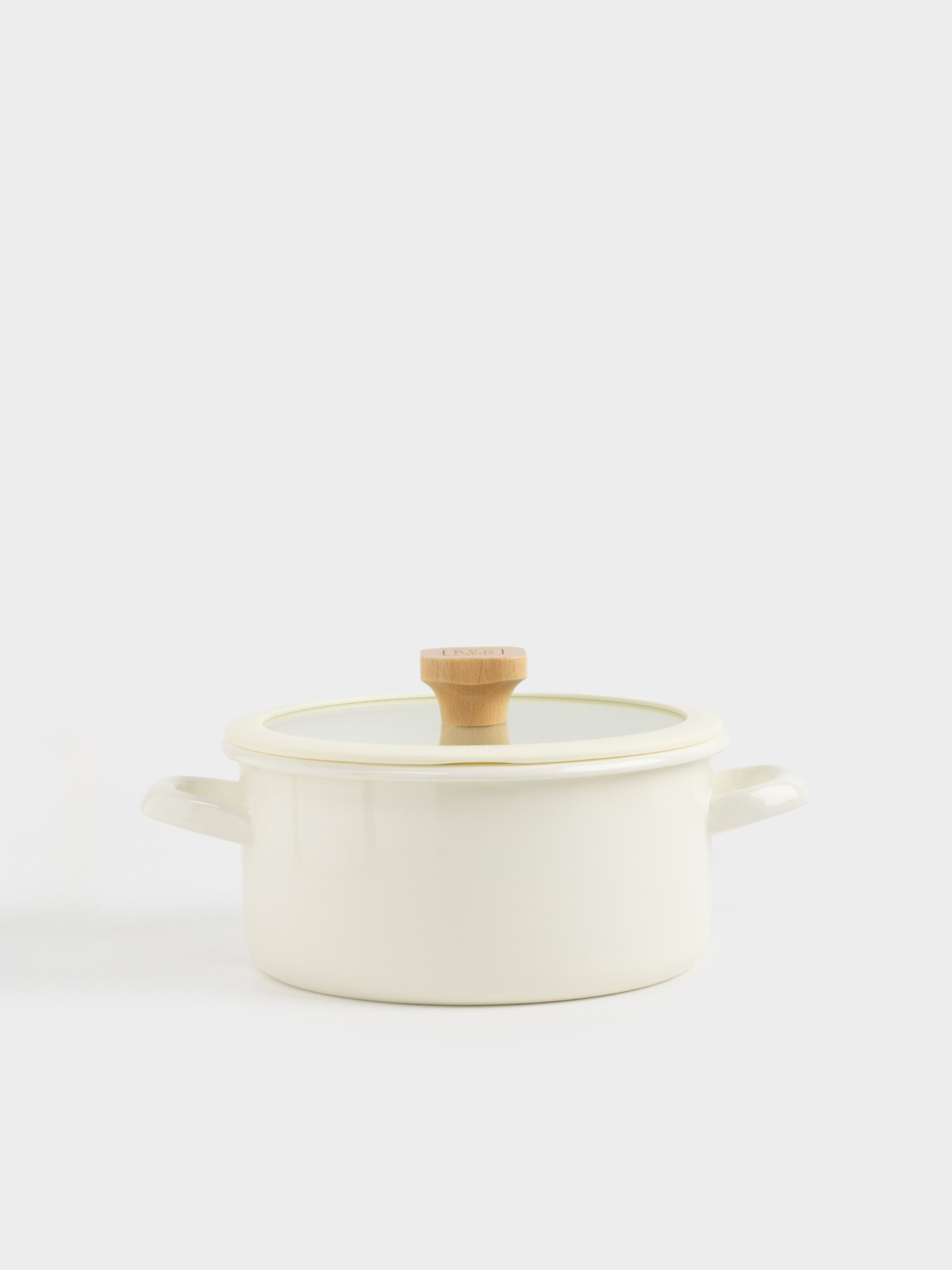 Кастрюля, 20 см, 2,9 л, с крышкой, металл эмалированный/дерево, молочная, Enamel wood