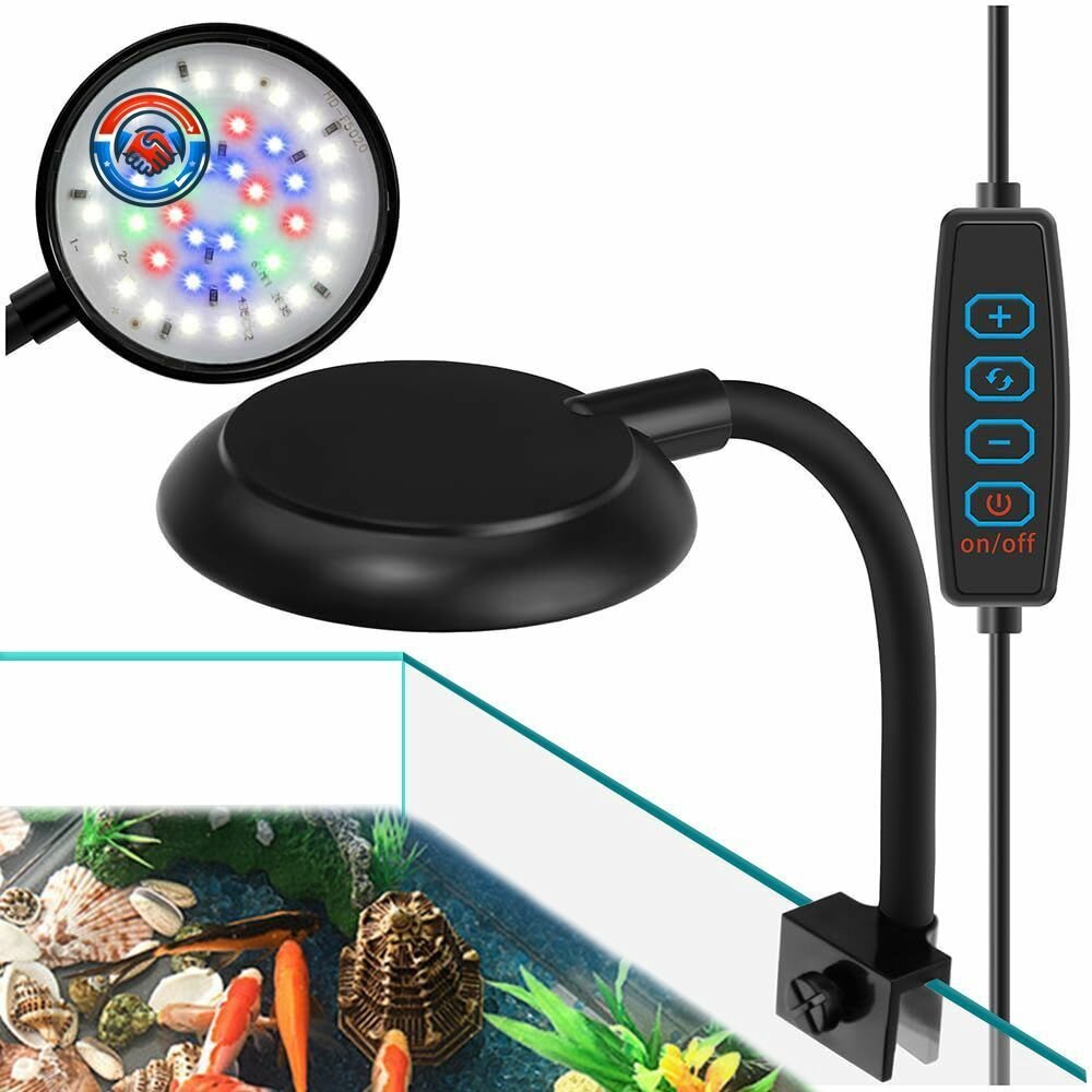 Мини светодиодный аквариумный светильник 7 Вт USB-фонарь, 3 режима и 10 уровней яркости для аквариума 3-5 галлонов