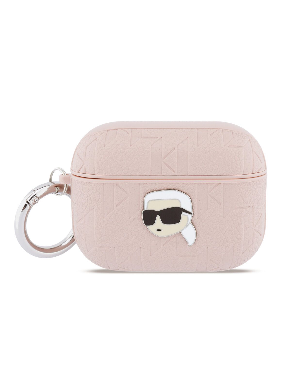 Чехол Karl Lagerfeld для Airpods Pro 3, из экокожи PU Saffiano, с кольцом-карабином, розовый